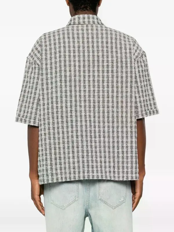 NAHMIAS Check-pattern Short-sleeve Cropped Cotton Shirt