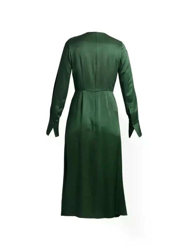 Erdem Forest Satin Seersucker Draped Dress - Green