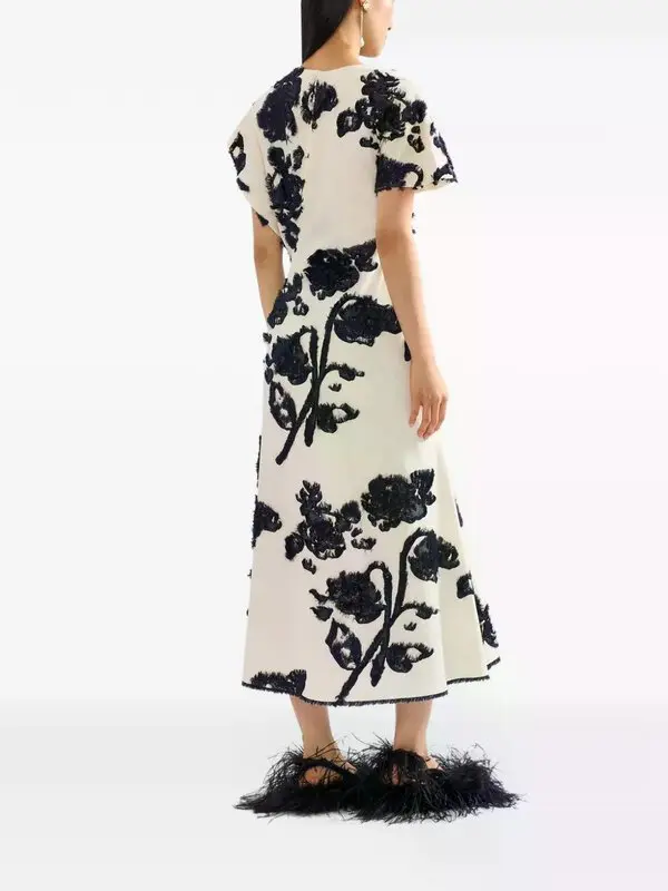 Erdem Fil Coupé Floral Dress - Neutrals