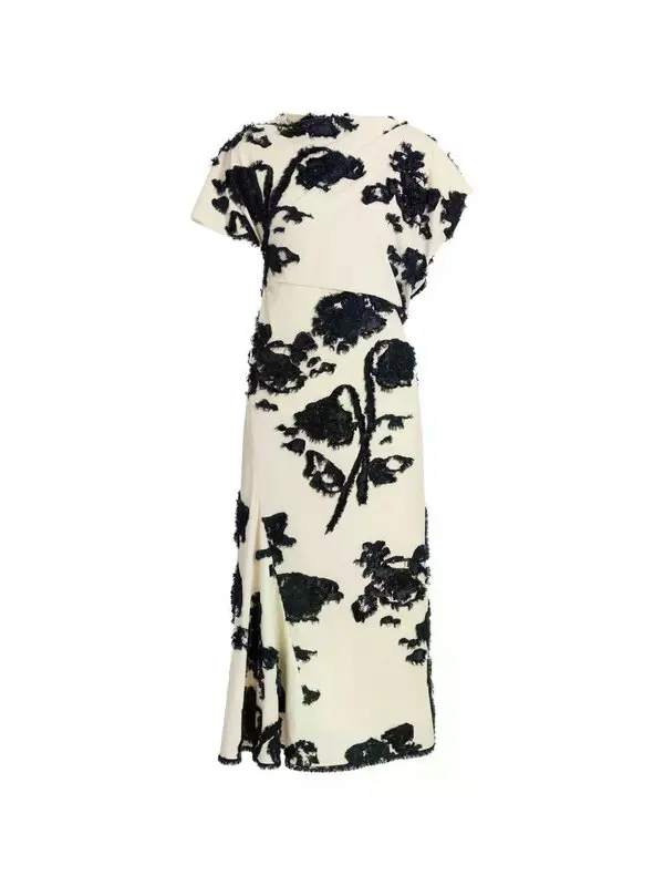 Erdem Fil Coupé Floral Dress - Neutrals
