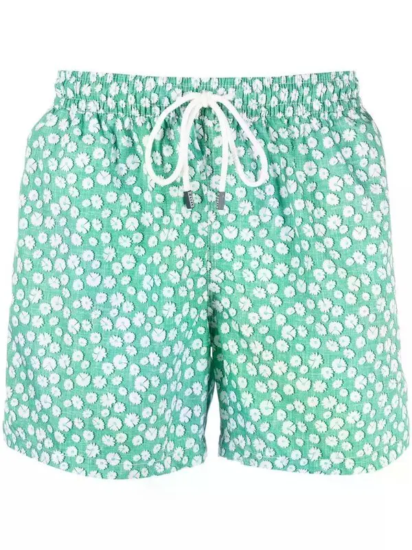 Fedeli Daisy Print Swim Shorts - Green
