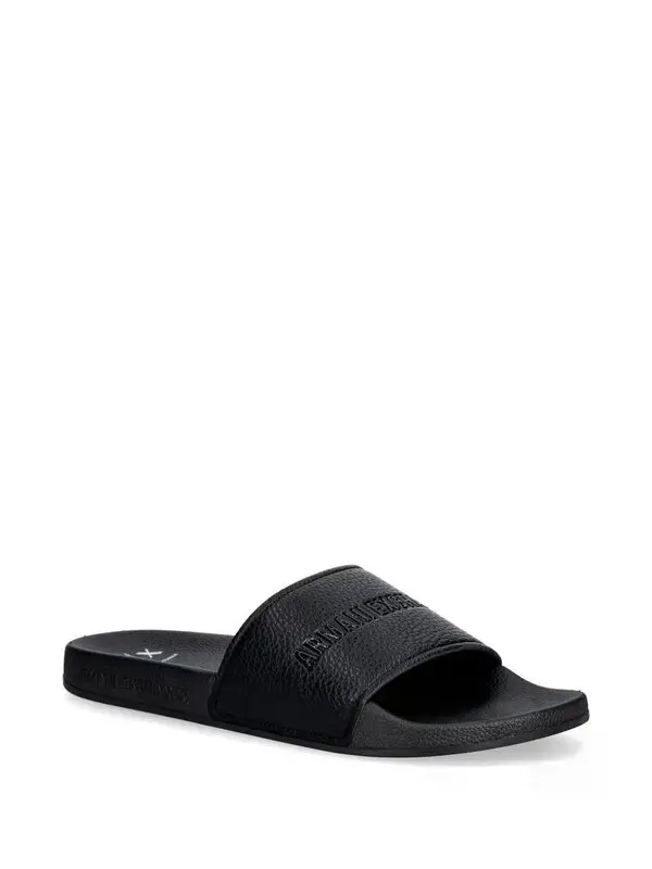 Armani Exchange Grained Leather Slides