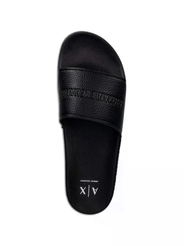 Armani Exchange Grained Leather Slides