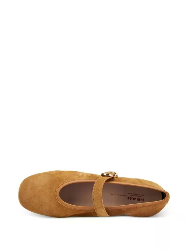 FRAU Etched Buckle-fastening Suede Ballet Flats
