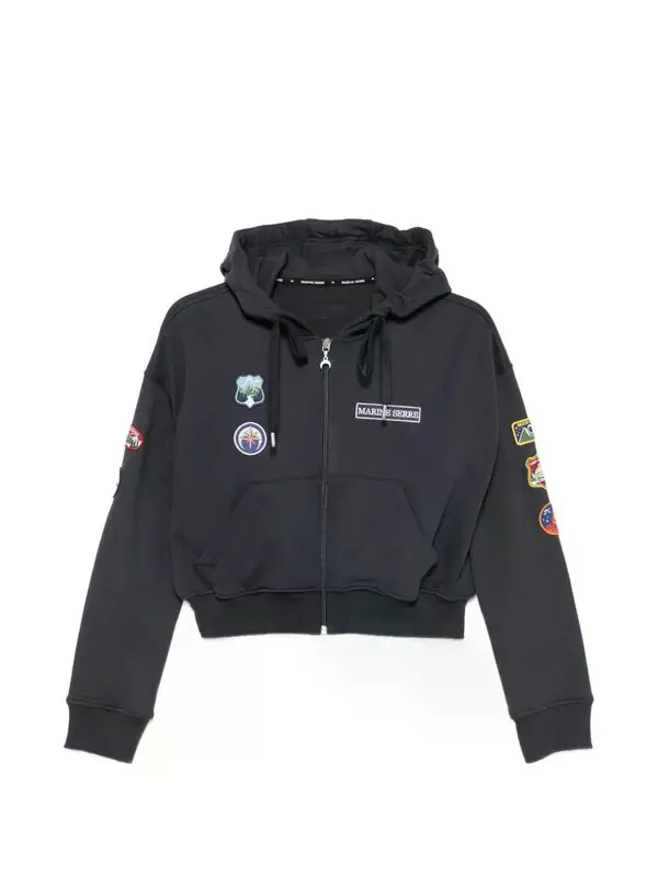 MARINE SERRE Patch Detail Zip-up Hoodie