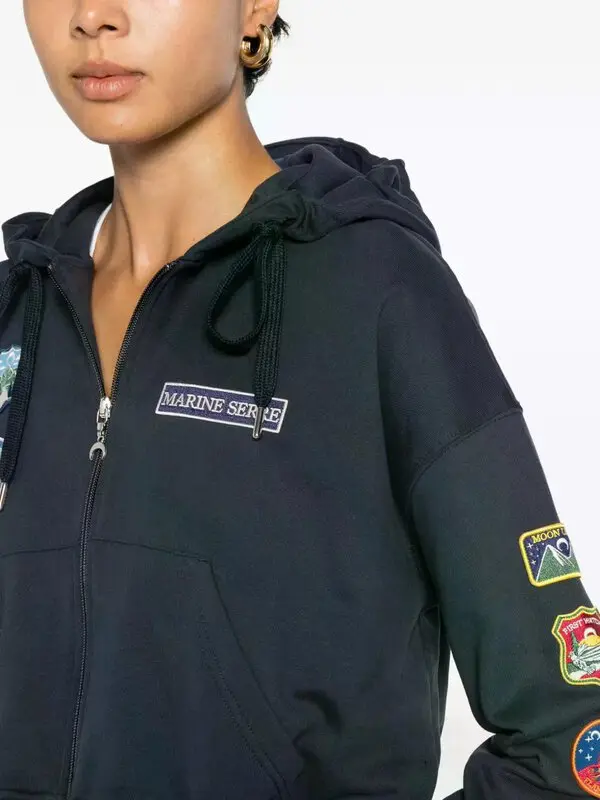 MARINE SERRE Patch Detail Zip-up Hoodie