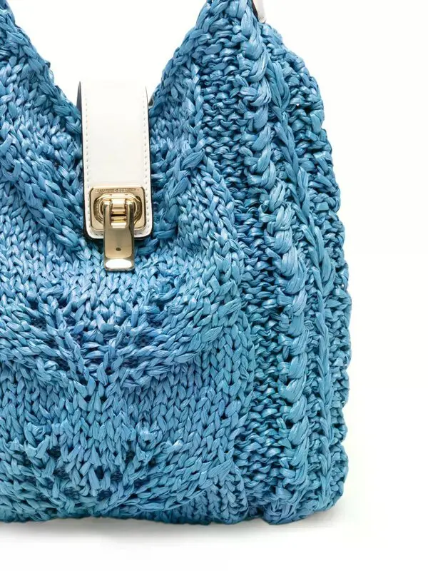 Ermanno Scervino Chunky-knit Clasp-fastening Leather Tote Bag