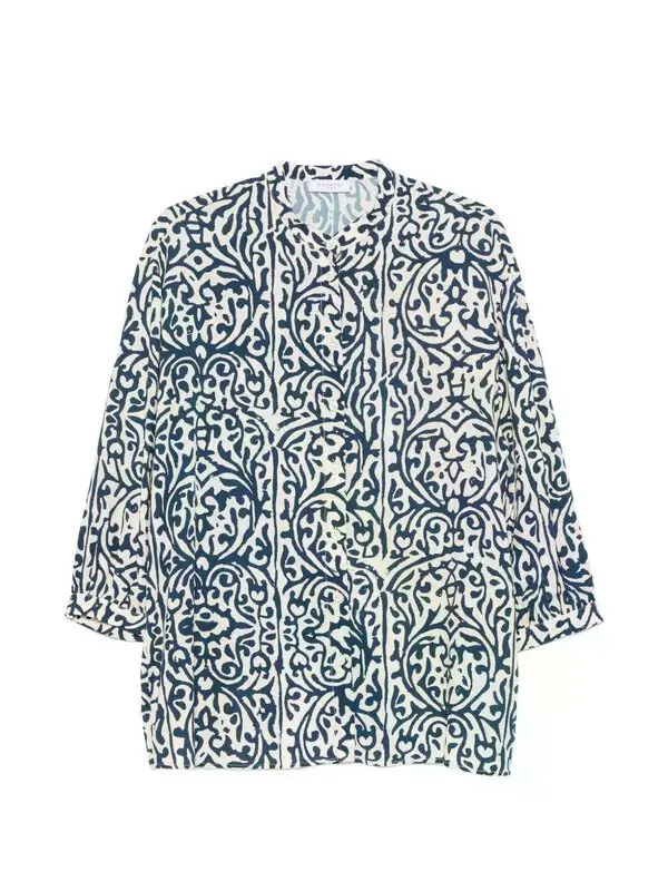 ZANETTI Band Collar Shirt - Neutrals