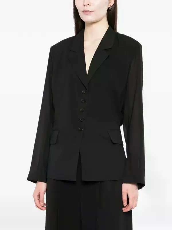 YCH Single-breasted Blouse With Chest And Flap Pockets