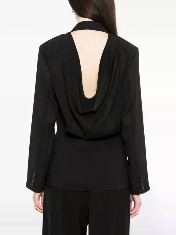 YCH Single-breasted Blouse With Chest And Flap Pockets