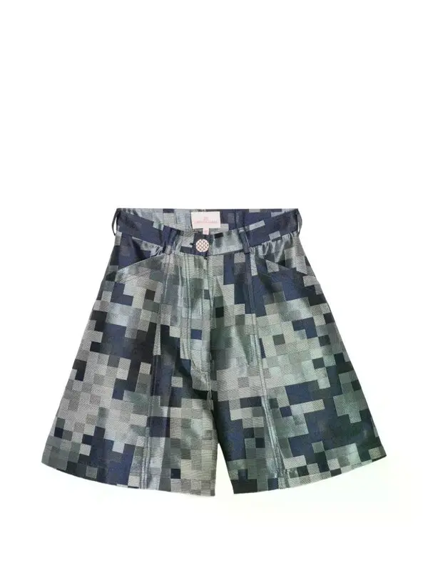 Leen Mougrhabi Leah Geometric Pattern Pleated Shorts