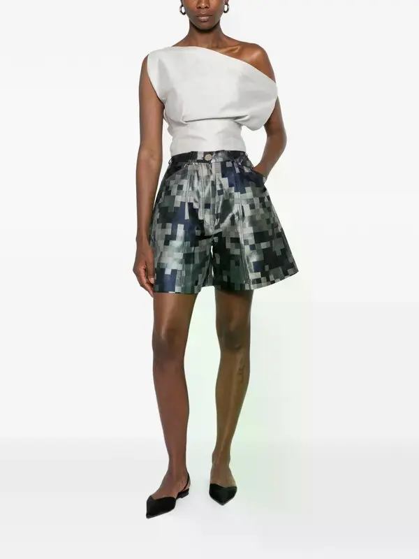 Leen Mougrhabi Leah Geometric Pattern Pleated Shorts