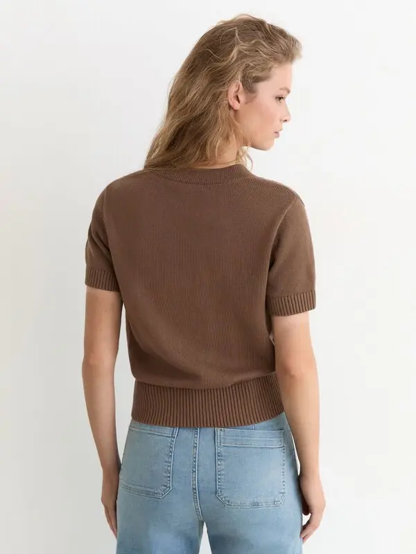 REISS Anya Cotton-wool V-neck Short-sleeve Cardigan