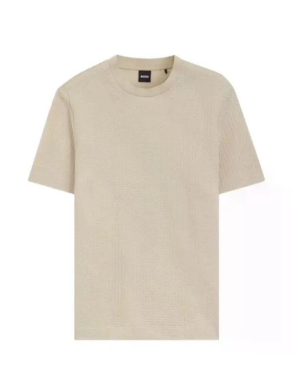 BOSS Textured Crew-neck T-shirt - Neutrals