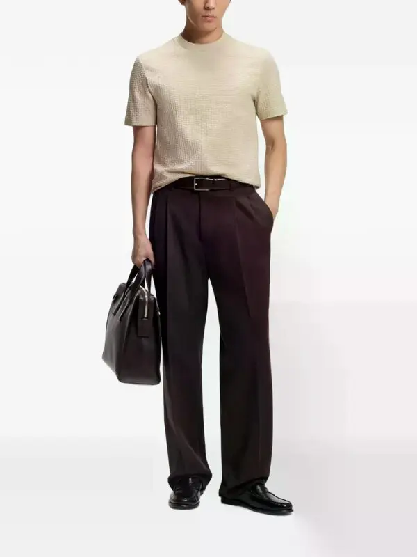 BOSS Jacquard-pattern T-shirt In Cotton - Neutrals