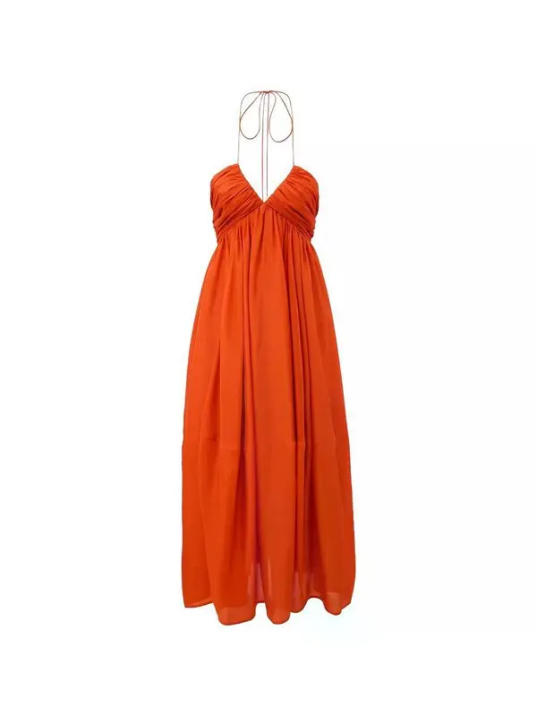 Zimmermann Mahon Ruched Halterneck Maxi Dress - Orange
