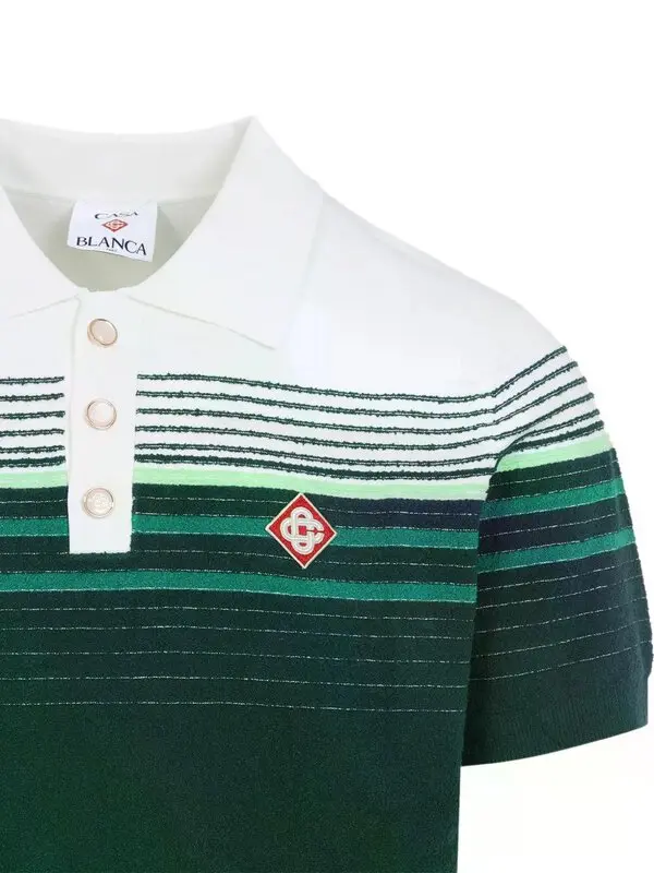 Casablanca Striped-knit Polo Shirt