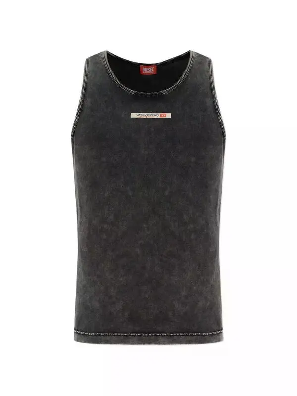 DIESEL® Acid Wash Logo Patch Vest - Grey