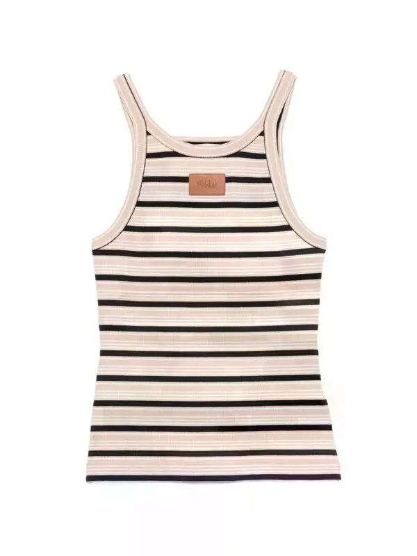 Fendi Striped Ribbed-knit Tank Top - Pink