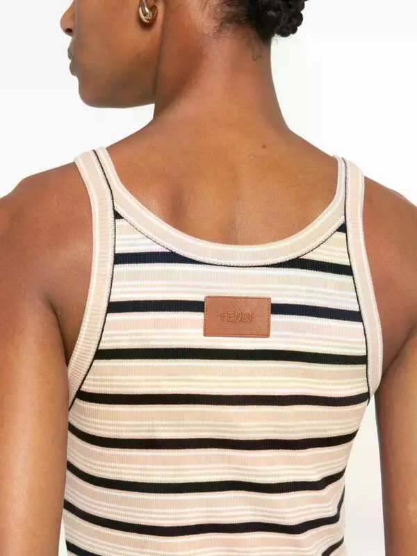 Fendi Striped Ribbed-knit Tank Top