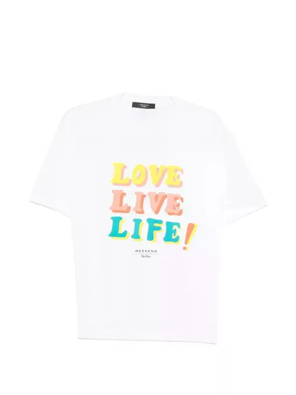 Max Mara Slogan Print T-shirt - White