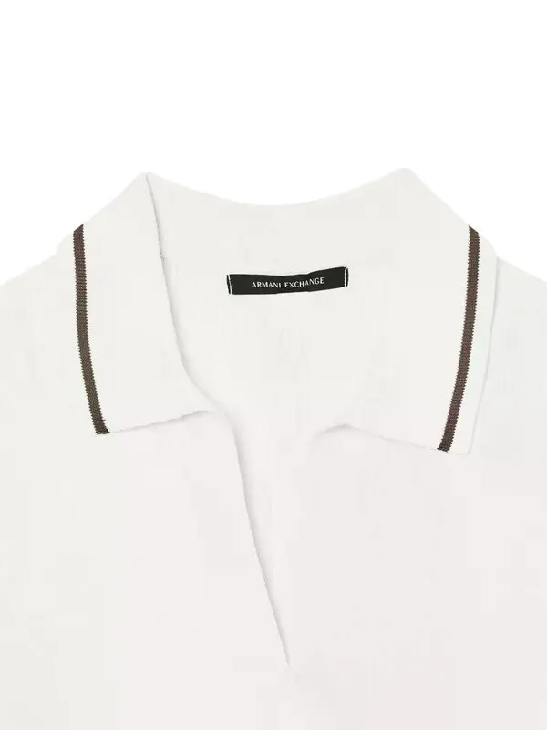 Armani Exchange Ribbed Knit Contrast Tipping V-neck Top