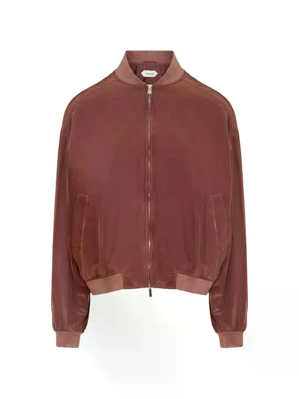 Versace Logo Embroidered Bomber Jacket - Red