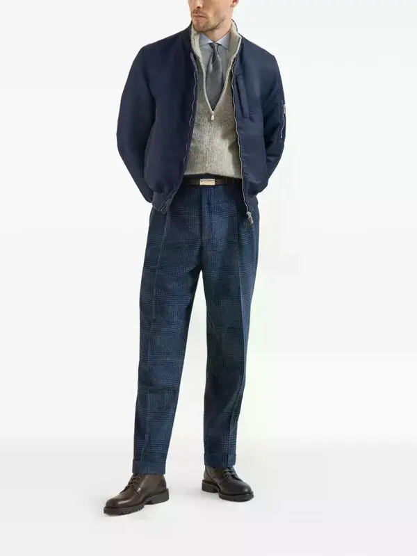 Brunello Cucinelli Cashmere And Silk High-neck Zipper Cardigan - Neutrals