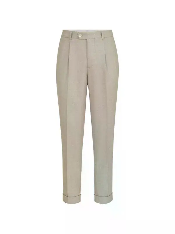 Brunello Cucinelli Virgin Wool Mouline-twill Trousers With Pleat - Neutrals