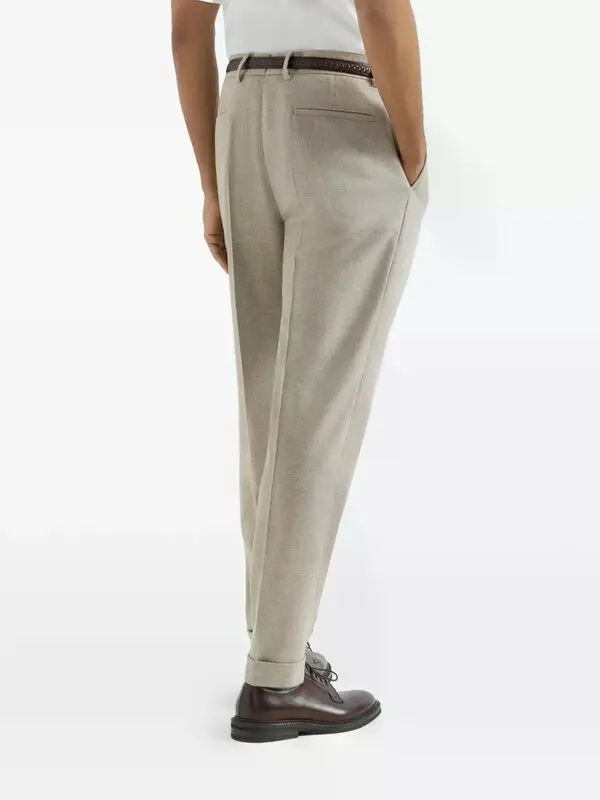 Brunello Cucinelli Virgin Wool Mouline-twill Trousers With Pleat