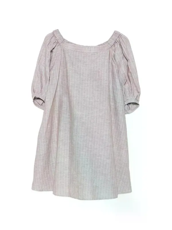 Max Mara Striped Puff-sleeve Mini Dress - Brown