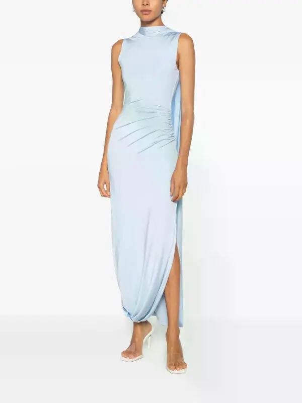 SELF-PORTRAIT Draped Ruched Asymmetric Dress