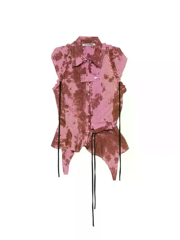 Ottolinger Ruched Ruffled Peplum Blouse - Red