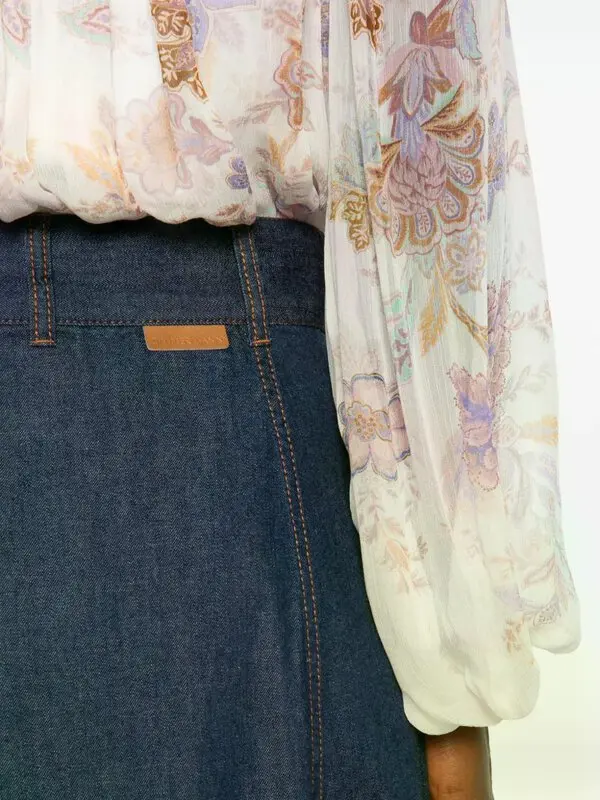 Zimmermann Aster Ruffled Denim Maxi Skirt