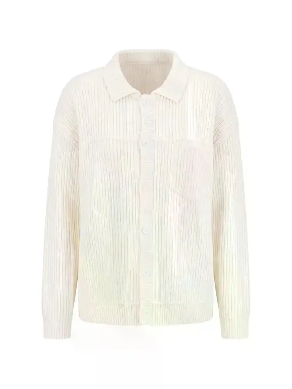 AYA MUSE Ribbed-knit Button-up Cardigan - Neutrals