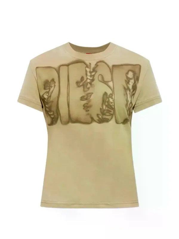 DIESEL® Beige Cotton Logo Print T-shirt - Neutrals