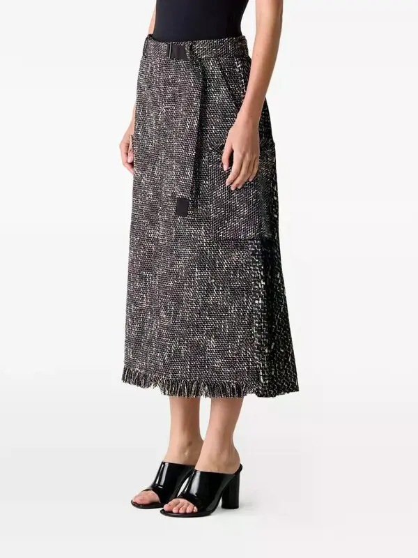 Sacai Belted Pleated Panel Skirt - Black