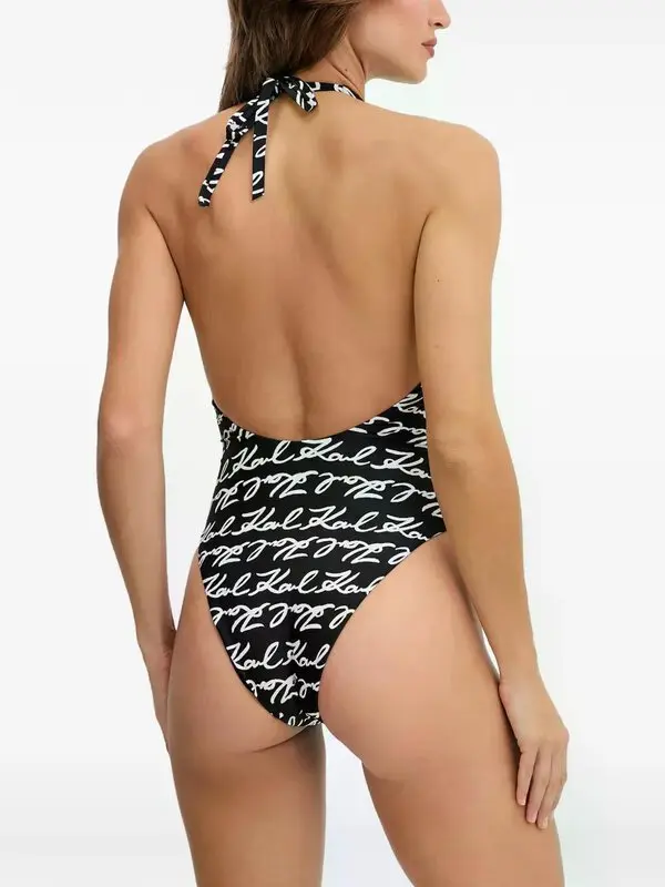 Karl Lagerfeld All-over Print V-neck Swimsuit