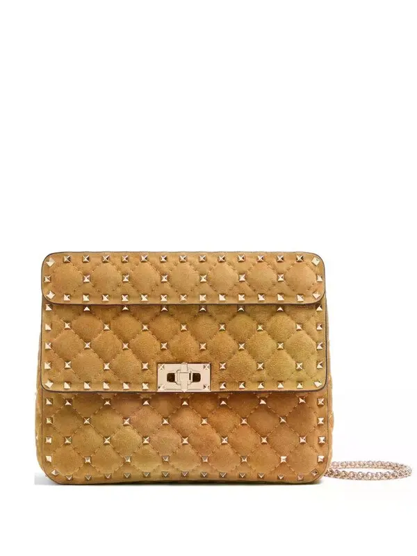 Valentino Garavani Rockstud Spike Medium Suede Bag - Neutrals