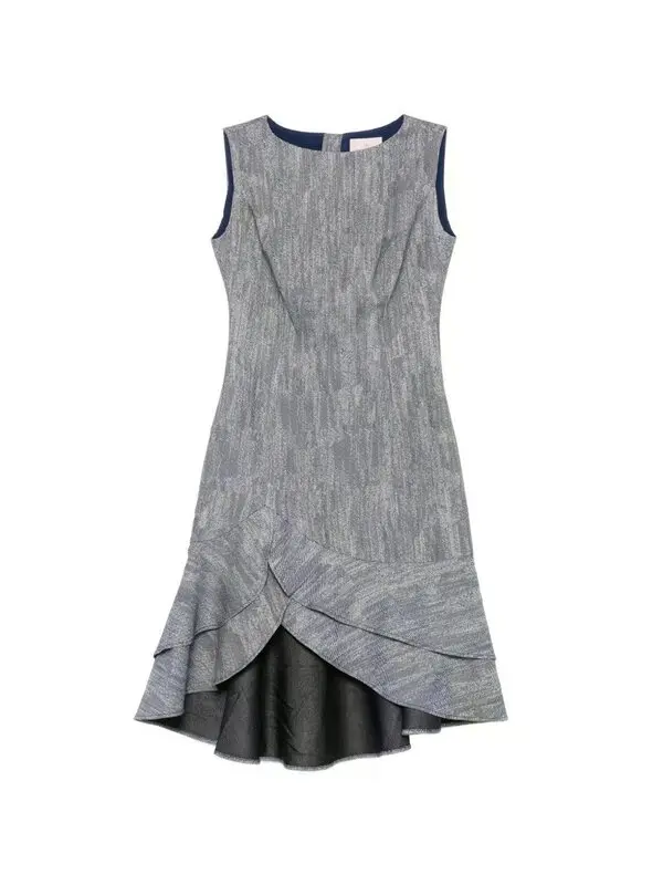 LEEN MOUGRHABI Sienna Asymmetric Midi Dress - Blue