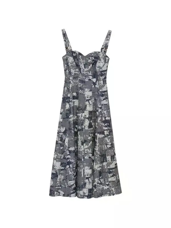 LEEN MOUGRHABI Grace Sweetheart Neckline A-line Midi Dress - Blue