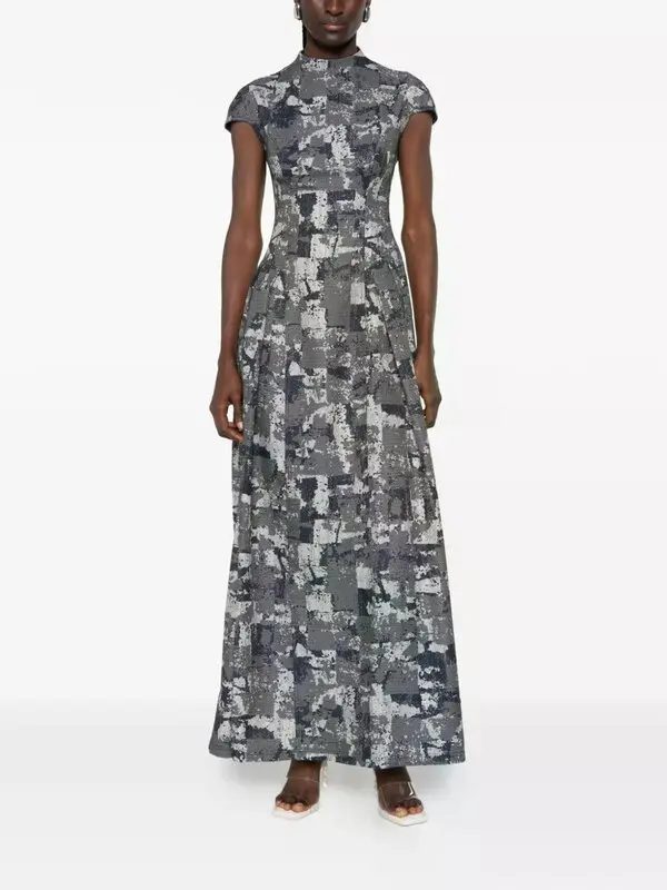 LEEN MOUGHRABI Leen Mougrhabi Rania Abstract-print Cap-sleeve Maxi Dress