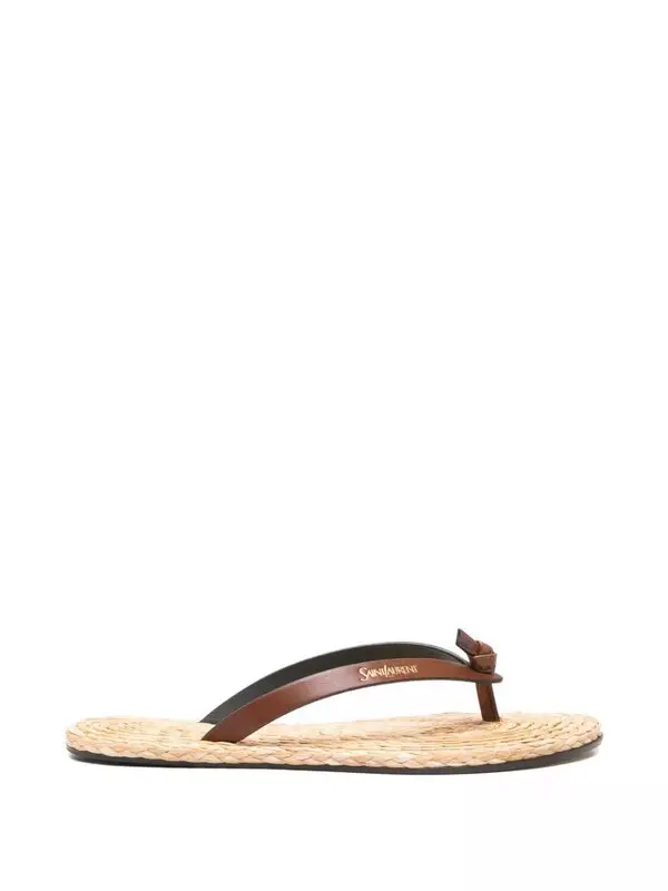 Saint Laurent Woven Sole Leather Sandals - Neutrals