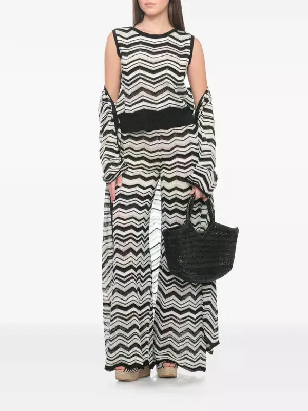D.exterior Sleeveless Chevron Knit Top With Metallic Threading