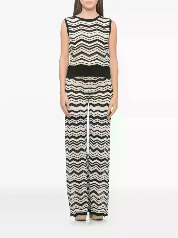 D.exterior Sleeveless Chevron Knit Top With Metallic Threading