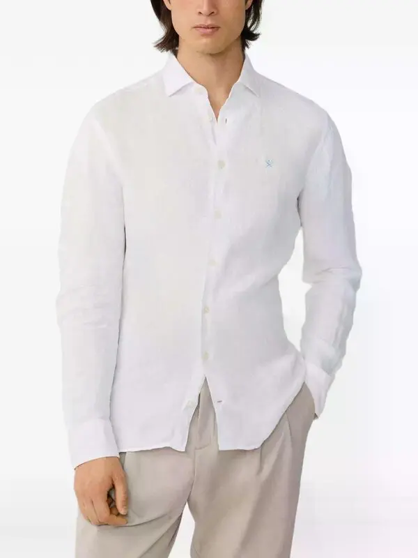 HACKETT Garment-dyed Linen Shirt - White