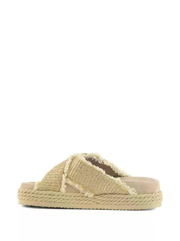 Mou Criss-cross Raffia Sandals