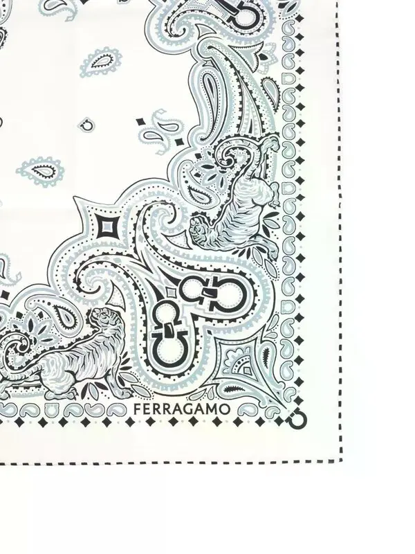 FERRAGAMO Gancini Arabesque-print Silk Scarf