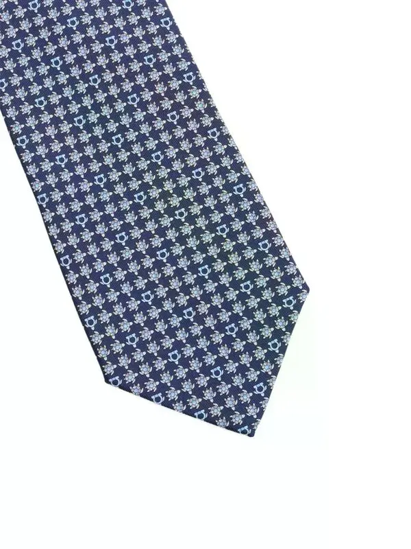 FERRAGAMO Gancini Turtle-print Silk Tie