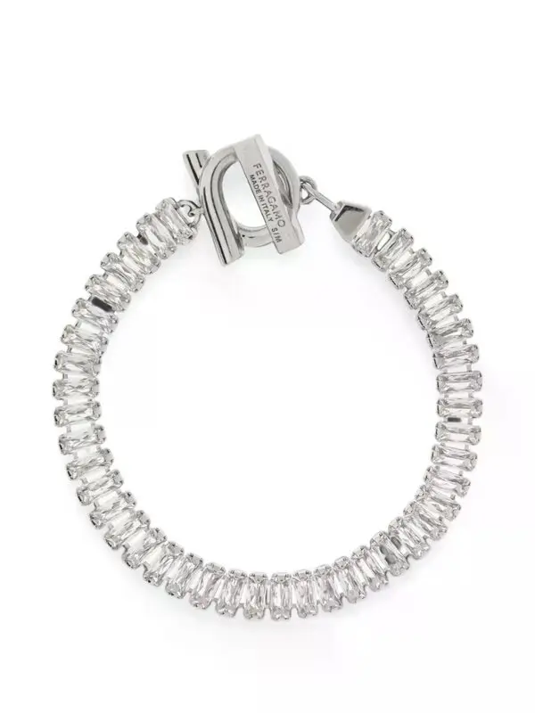FERRAGAMO Gancini Crystal-embellished Bracelet - Silver